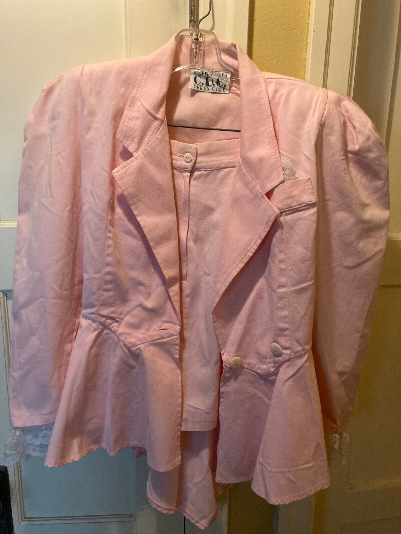 Vintage 1980s California Dress Code Pink Skirt Suit W Lace - Etsy