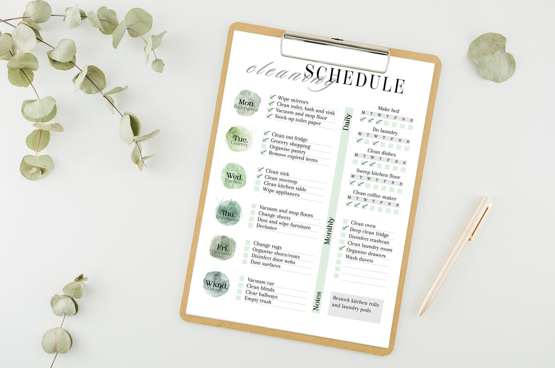 Editable Cleaning Planner Template Cleaning Schedule - Etsy