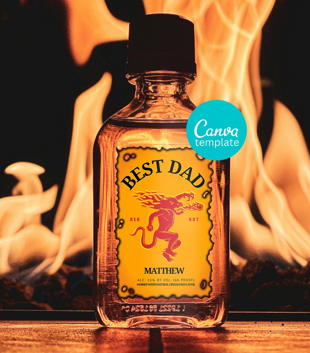 Personalized Fireball Label – Editable Canva Template, Custom Whiskey ...