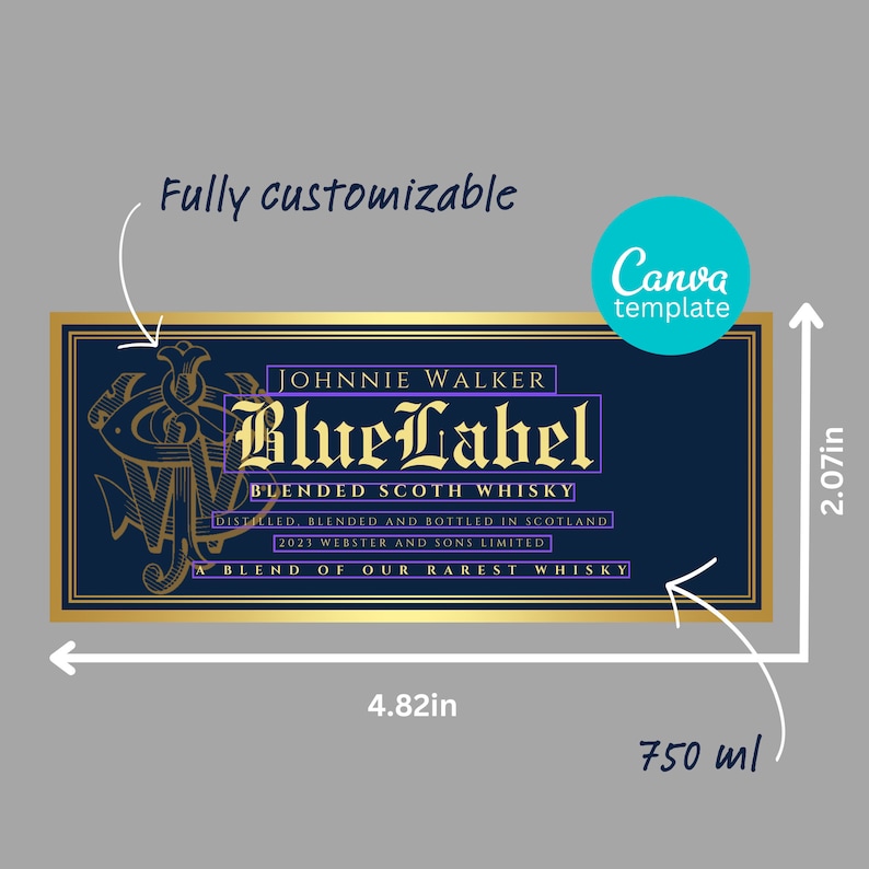 Personalised Johnnie Walker Blue Label, Editable Label, Custom Birthday ...
