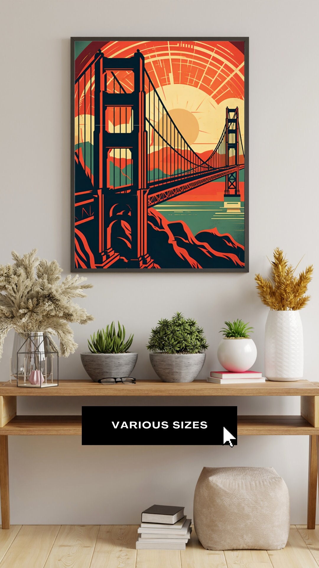 Cartel imprimible del puente Golden Gate de estilo Art Déco, arte de ...