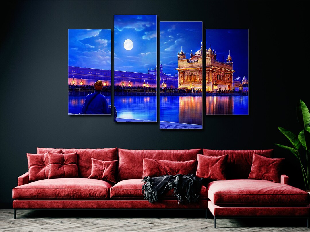 Golden Temple India 4 Pieces Canvas Wall Art, Large Framed 4 Piece ...