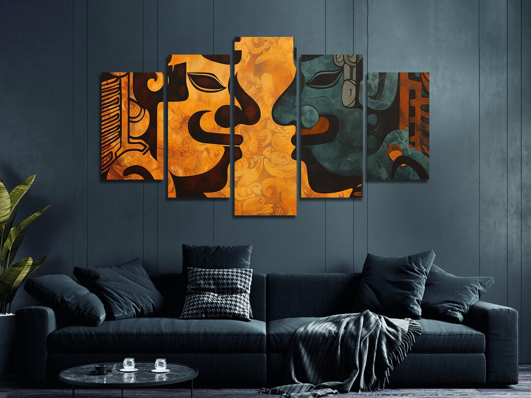 Mayan Face Art Multi Canvas Wall Art, Large Framed Canvas Wall Art ...