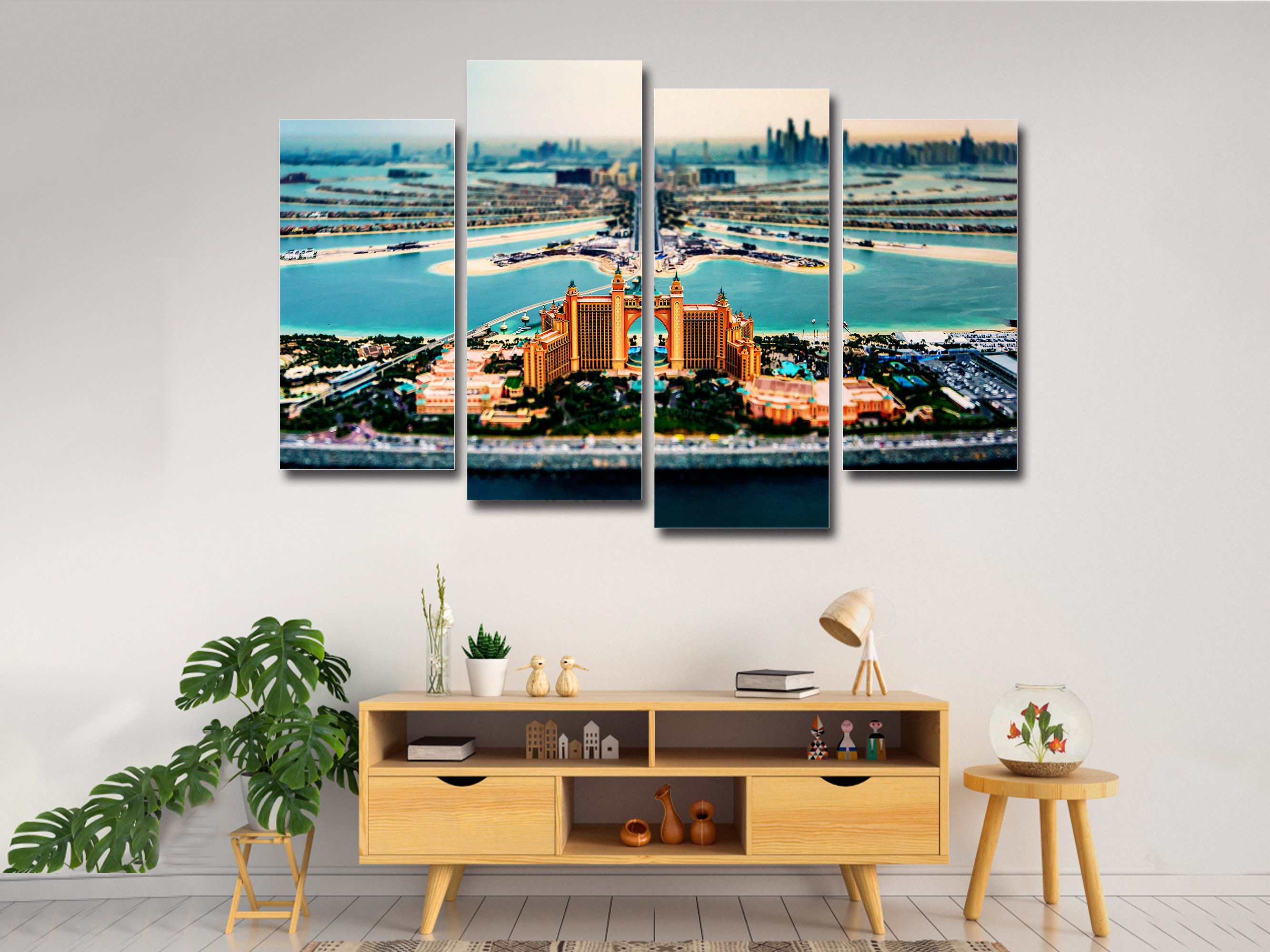 The Palm Atlantis Dubai UAE 4 Piece Canvas Wall Art, Large Framed 4 ...