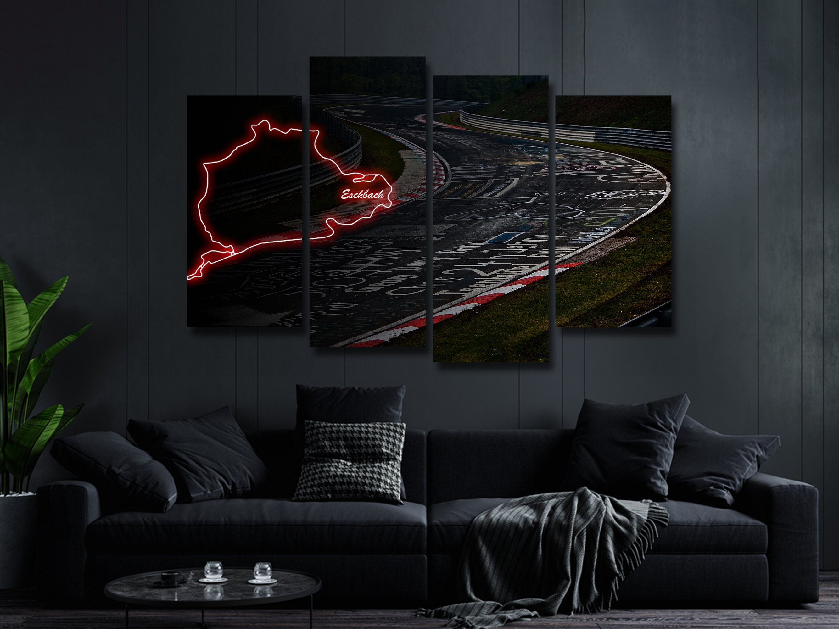 Nurburgring Rally Track Circuit 4 Pieces Canvas Wall Art, Large Framed ...