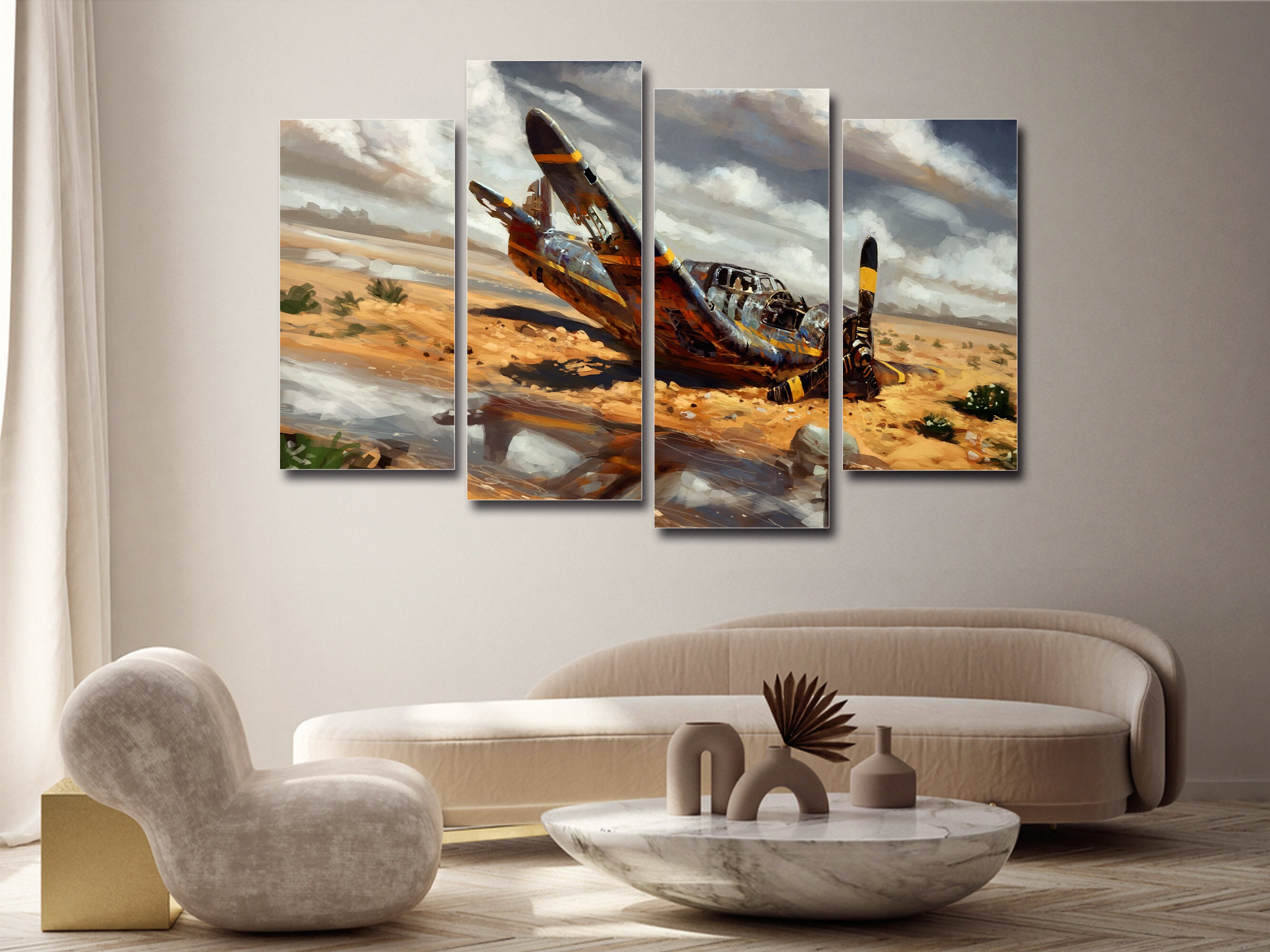 F4u Corsair Falling 4 Piece Canvas Wall Art, Large Framed 4 Piece ...