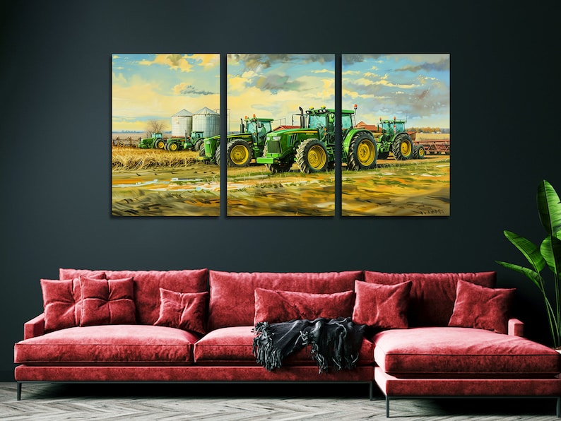 John Deere Tractors Abstract Canvas Wall Art, Large Framed Canvas Wall ...