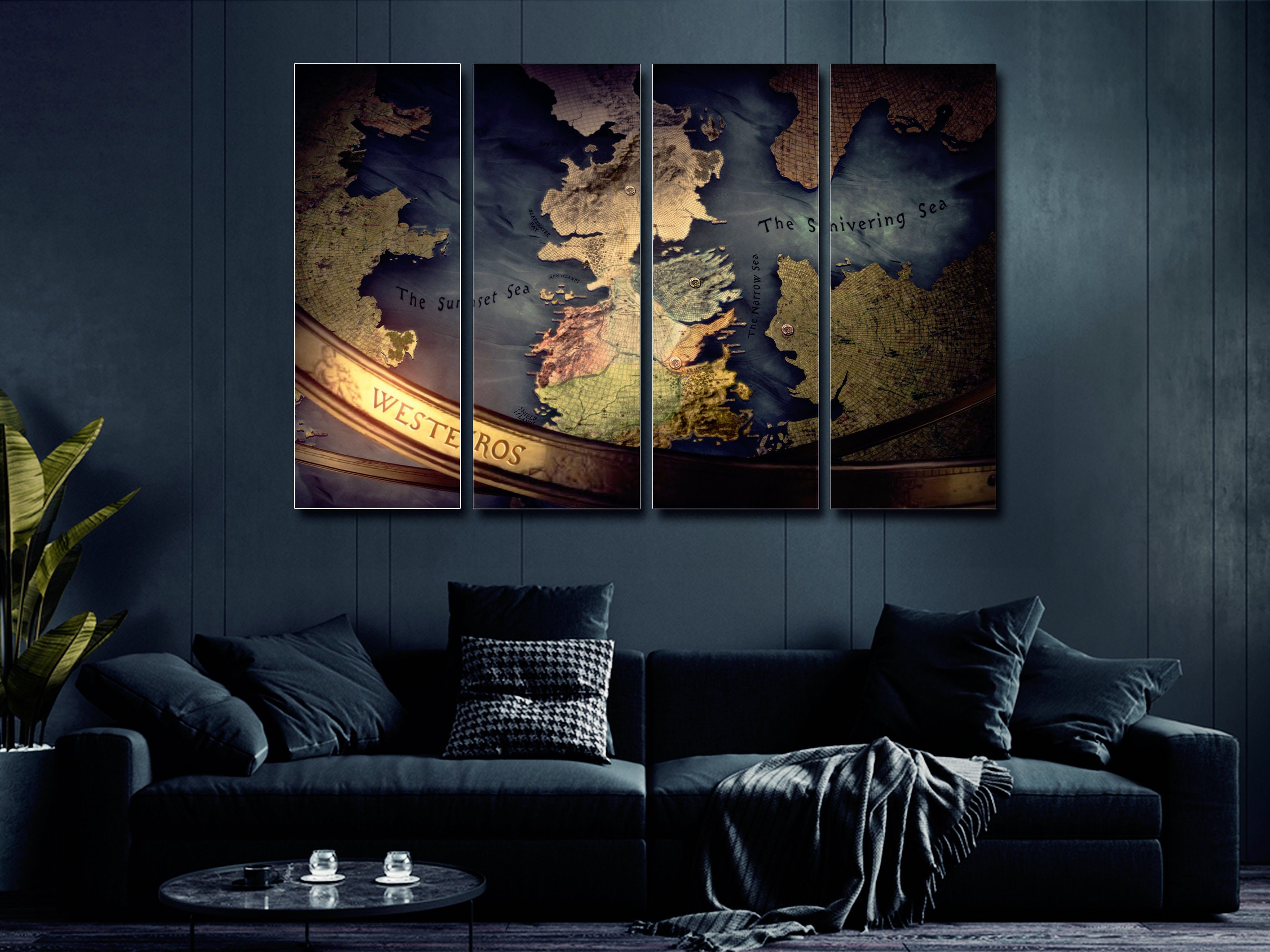 Partial Westeros Map, Thrones Game 4 Piece Canvas Wall Art, Large ...