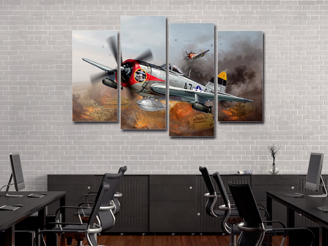 Republic P-47 Thunderbolt Art 4 Pieces Canvas Wall Art, Large Framed 4 ...