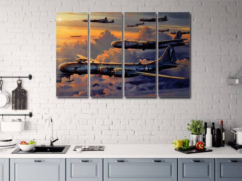 Boeing B-29 Superfortress 4 Pieces Canvas Wall Art, Large Framed 4 ...