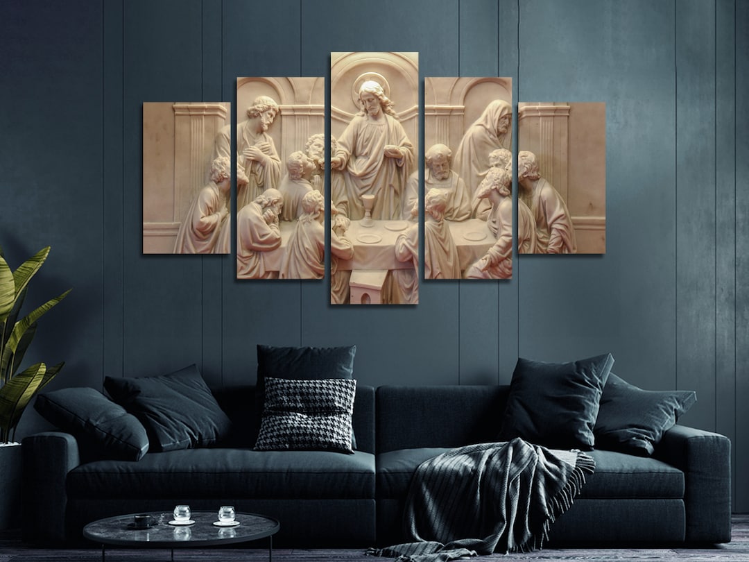 The Last Supper Stone Art Multi Canvas Wall Art, Large Framed Canvas ...