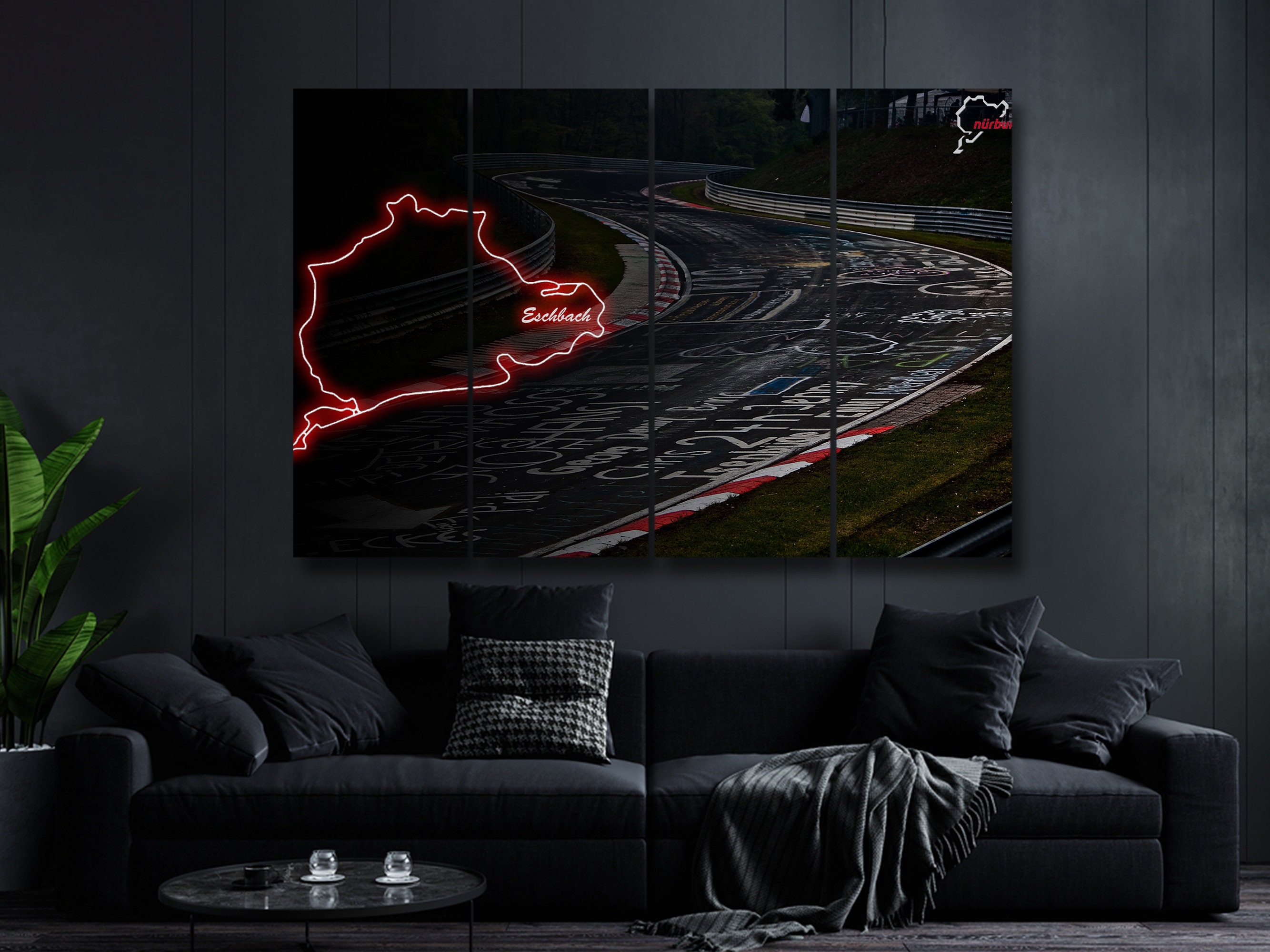 Nurburgring Rally Track Circuit 4 Pieces Canvas Wall Art, Large Framed ...