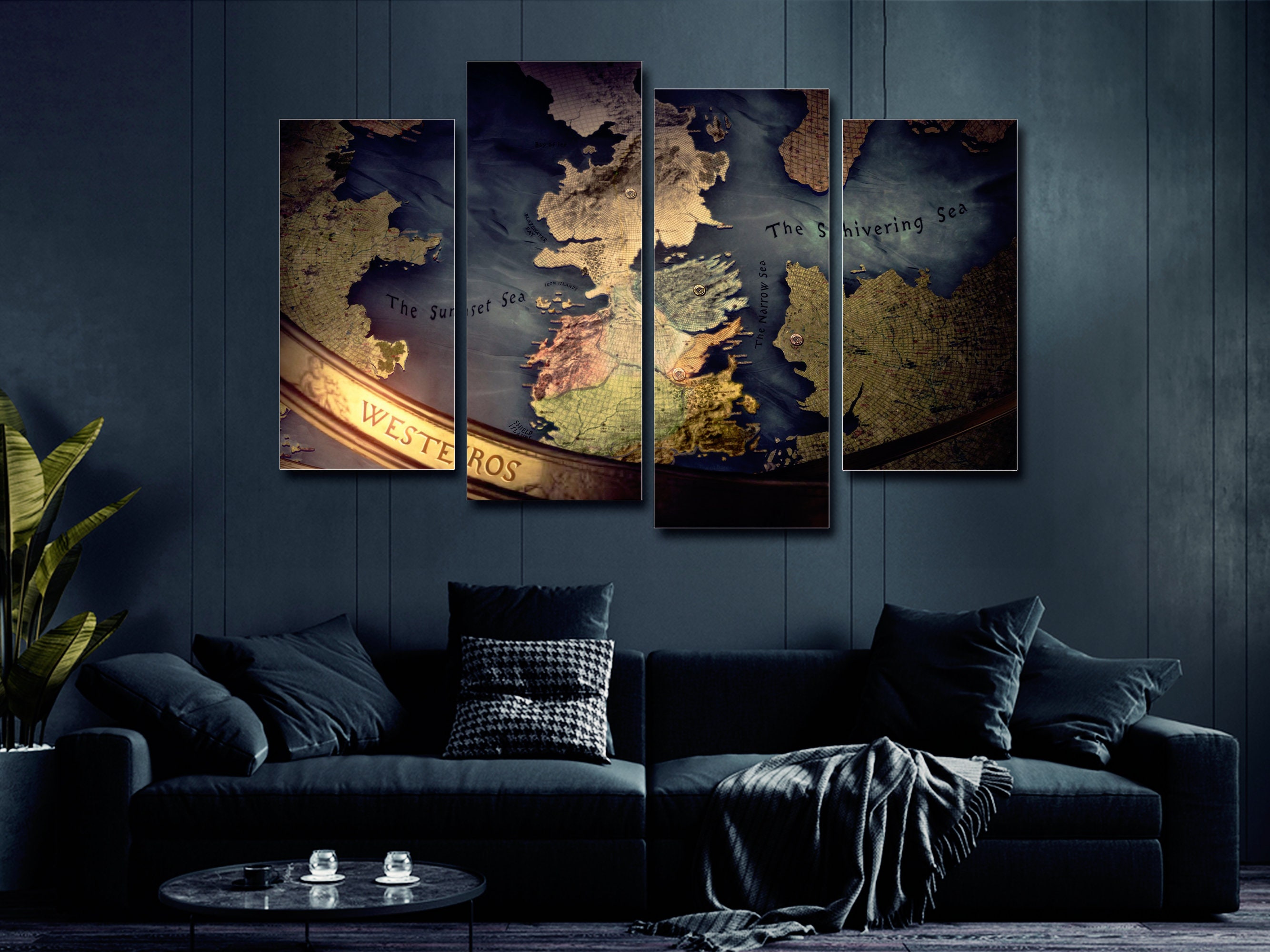 Partial Westeros Map, Thrones Game 4 Piece Canvas Wall Art, Large ...