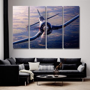 F4U Corsair Airplane 4 Piece Canvas Wall Art, Large Framed 4 Piece ...