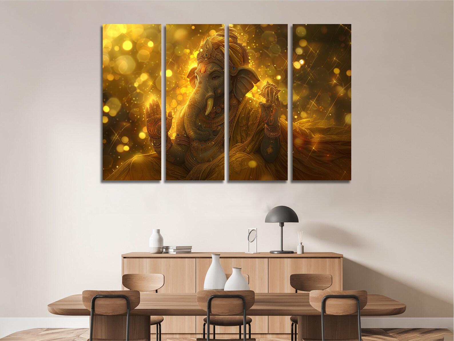 Lord Ganesha Golden Multi Canvas Wall Art, Large Framed Canvas Wall Art ...