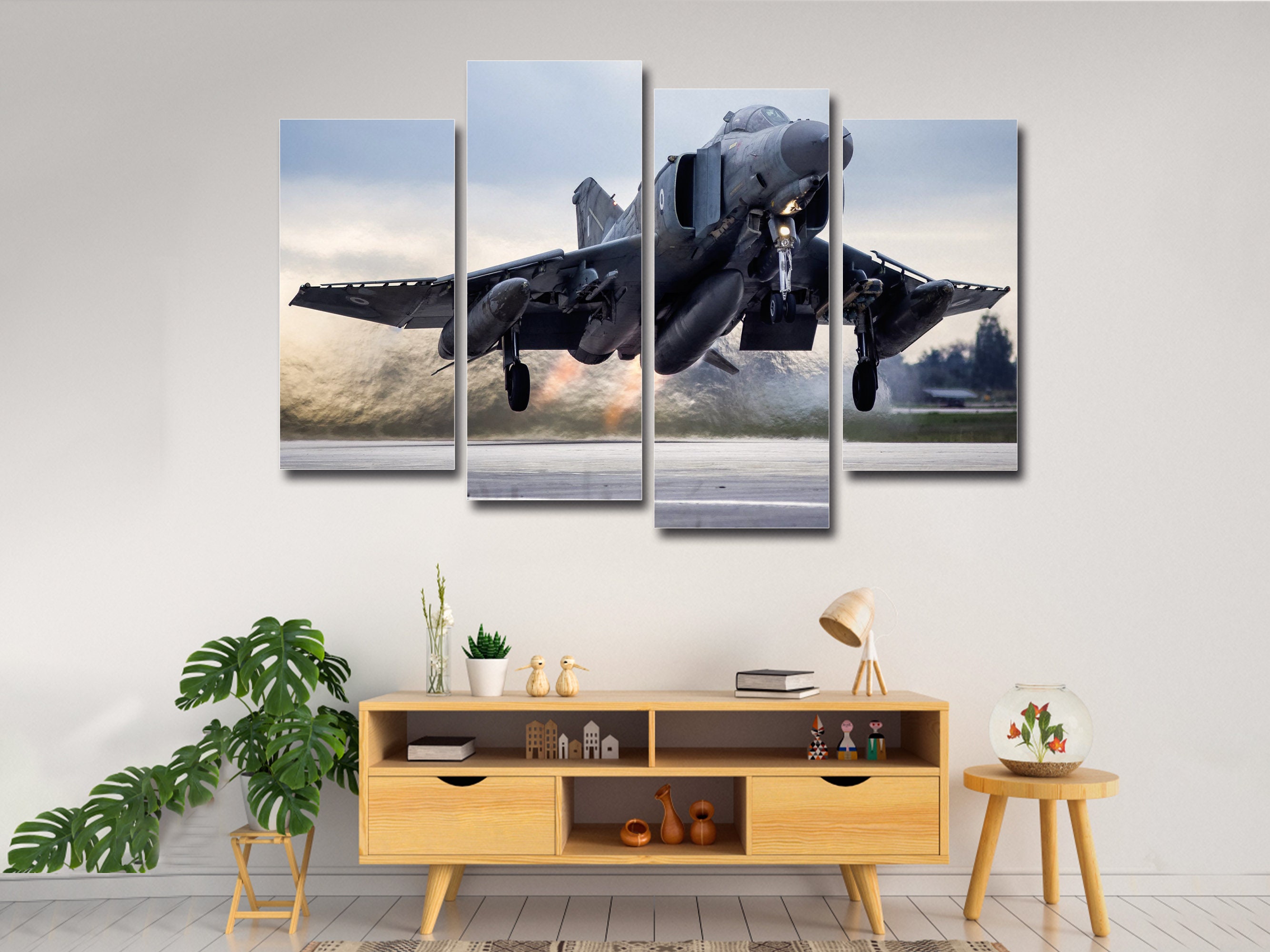 F-4 Phantom II Aircraft 4 Pieces Canvas Wall Art, Large Framed 4 Piece ...