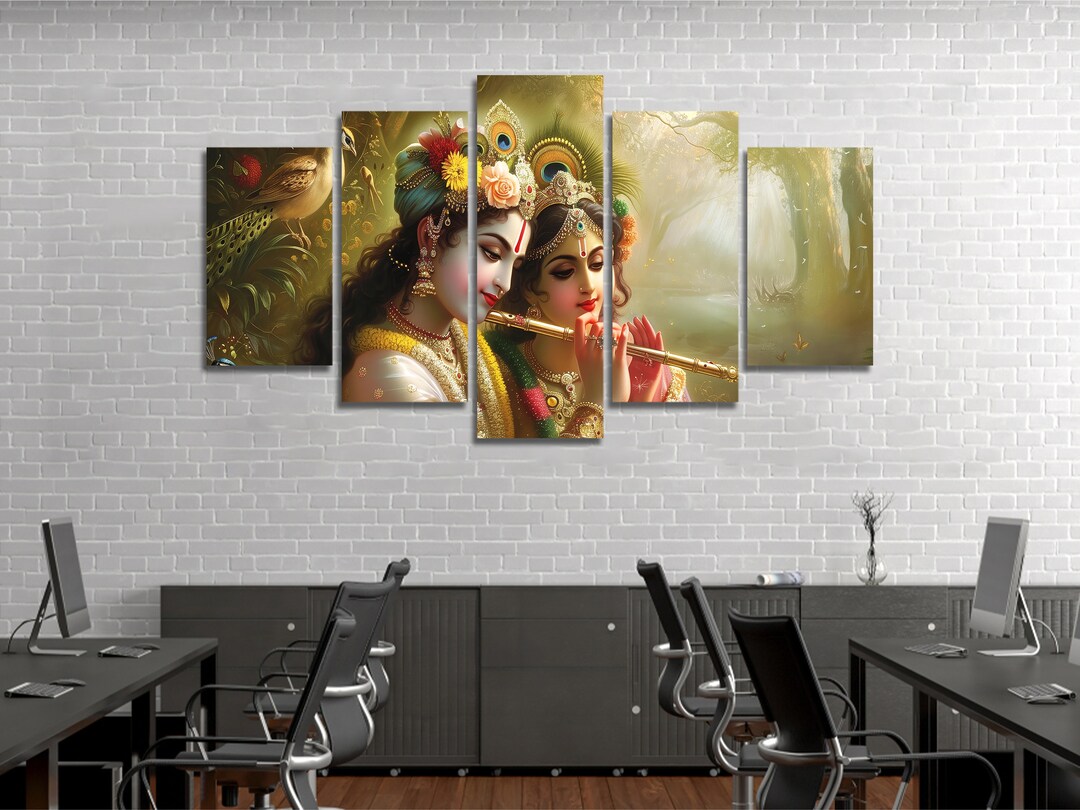 Radha and Krishna Multi Canvas Wall Art, Large Framed Canvas Wall Art ...