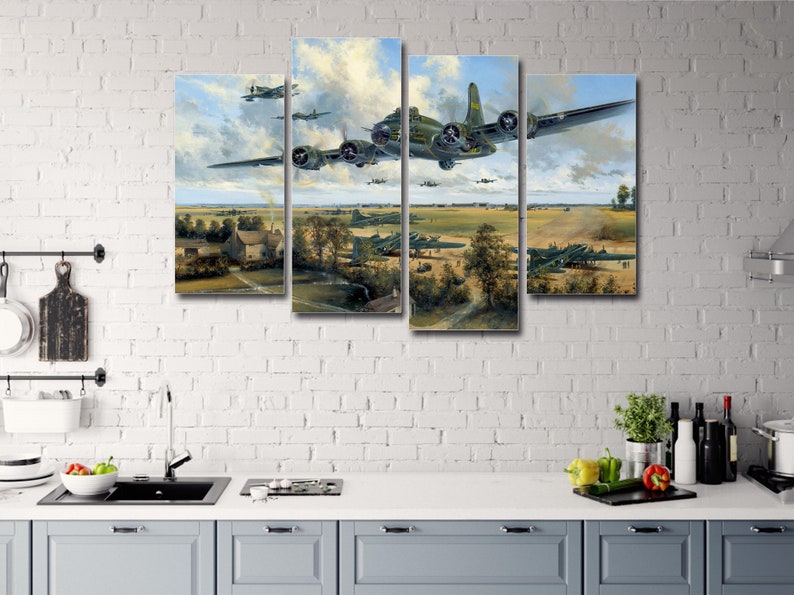 B17 Flying Fortress 4 Pieces Canvas Wall Art, Large Framed 4 Piece Canvas Wall Art, Extra Large ...