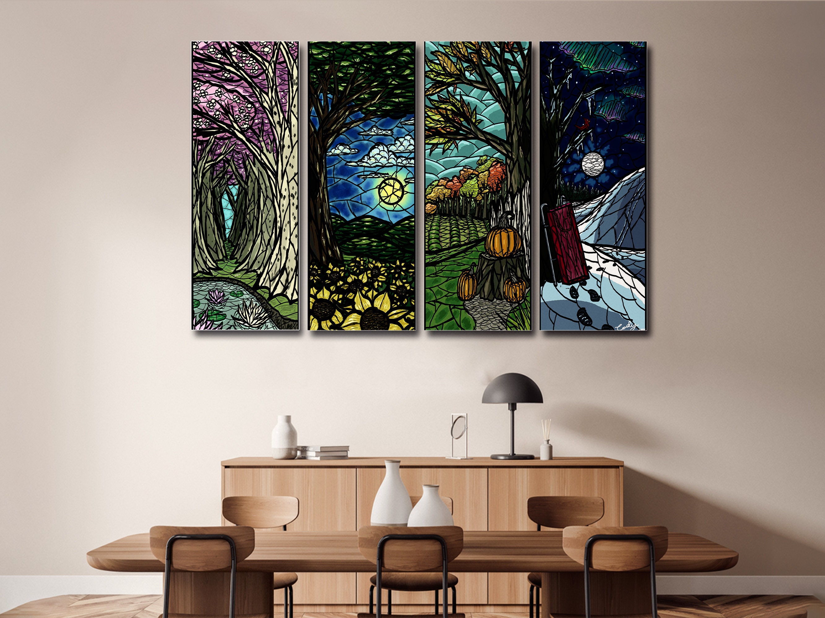 Four Seasons Artwork 4 Piece Canvas Wall Art, Large Framed 4 Piece ...