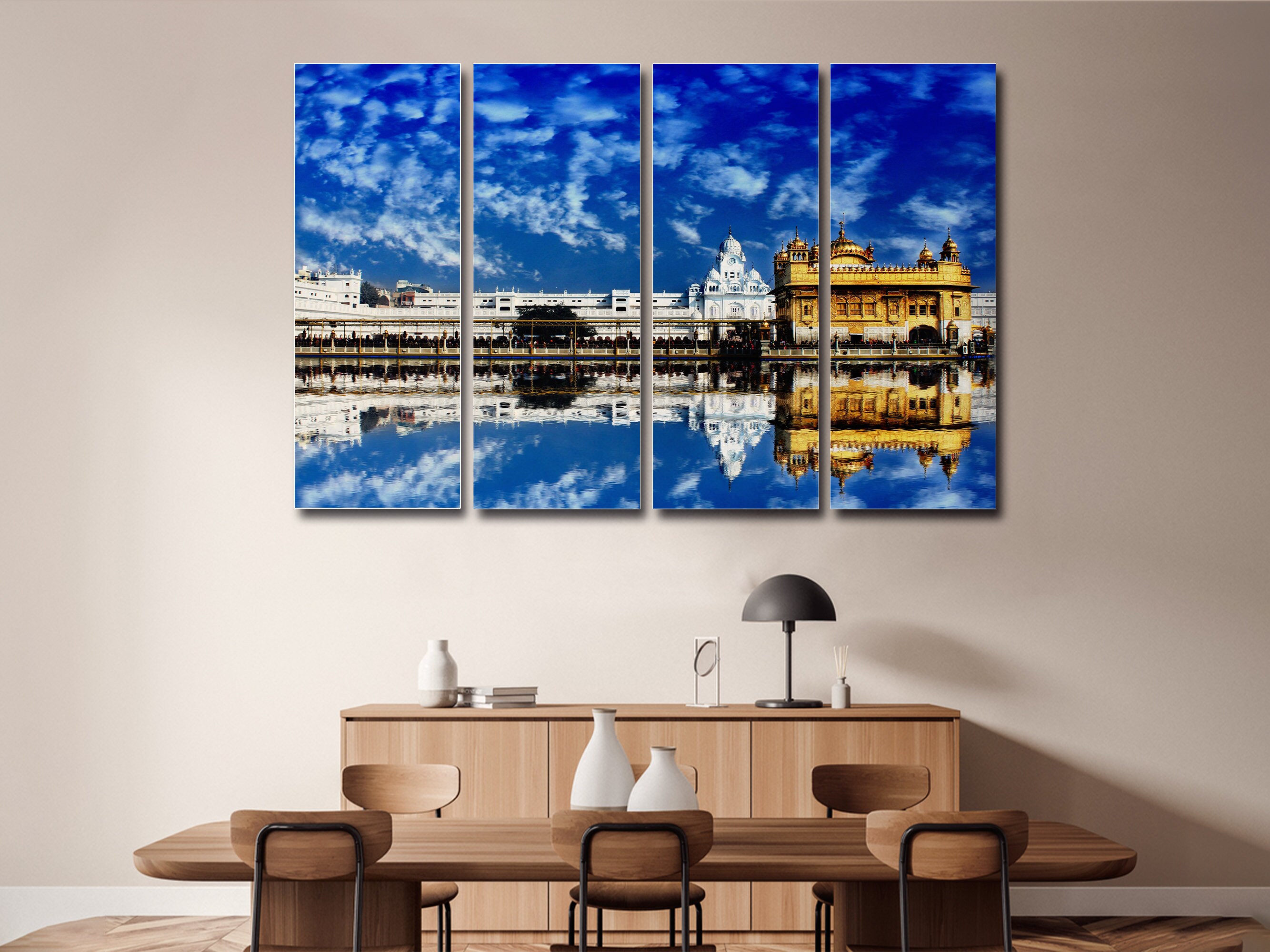 The Golden Temple Amritsar 4 Pieces Canvas Wall Art, Large Framed 4 ...