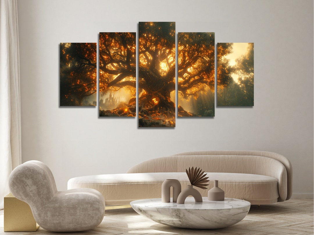Magical Tree Abstract Multi Canvas Wall Art, Large Framed Canvas Wall ...