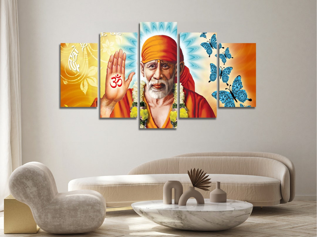 Shirdi Sai Baba Art Multi Canvas Wall Art, Large Framed Canvas Wall Art ...