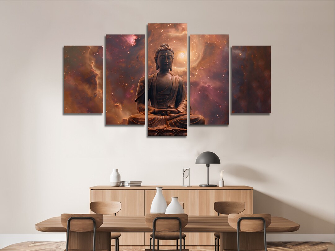 Buddha Meditation in Galaxy Canvas Wall Art, Large Framed Canvas Wall ...