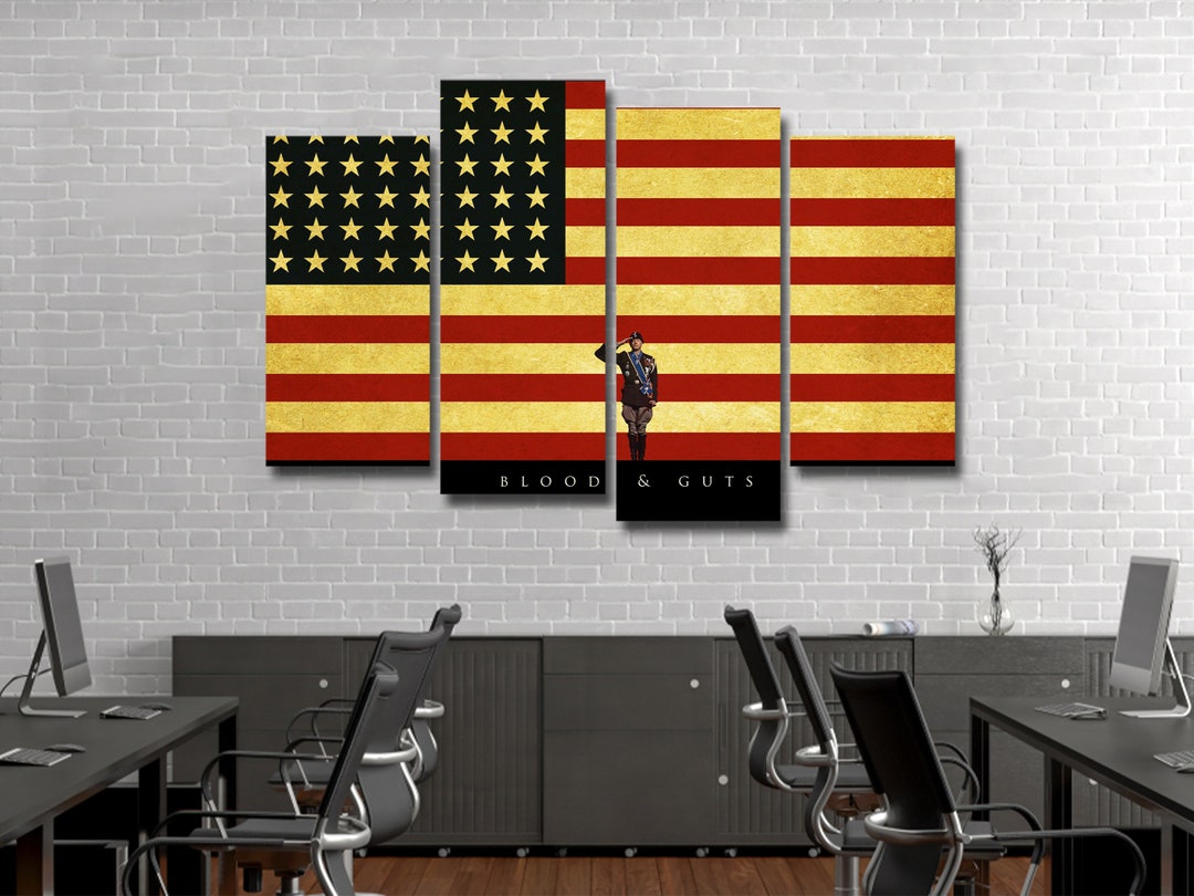 Blood and Guts Abstract 4 Pieces Canvas Wall Art, Large Framed 4 Piece ...