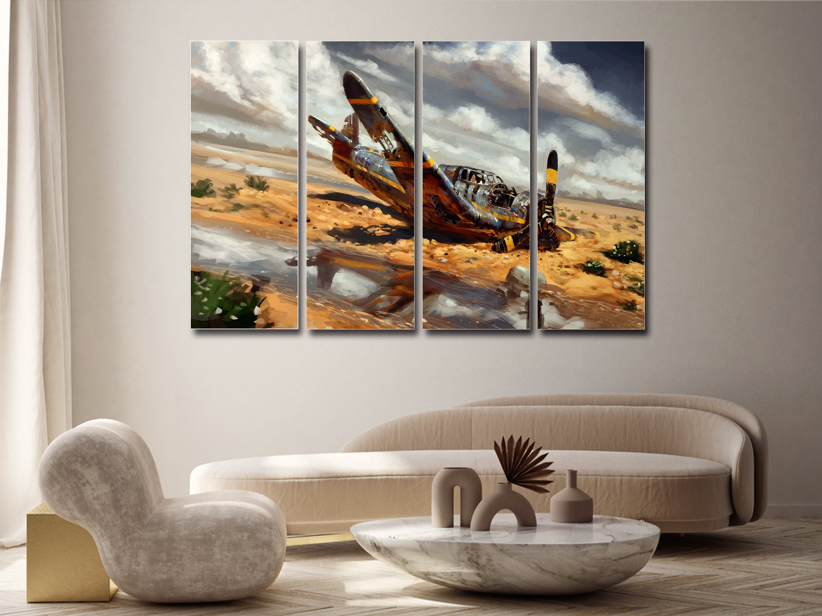 F4u Corsair Falling 4 Piece Canvas Wall Art, Large Framed 4 Piece ...