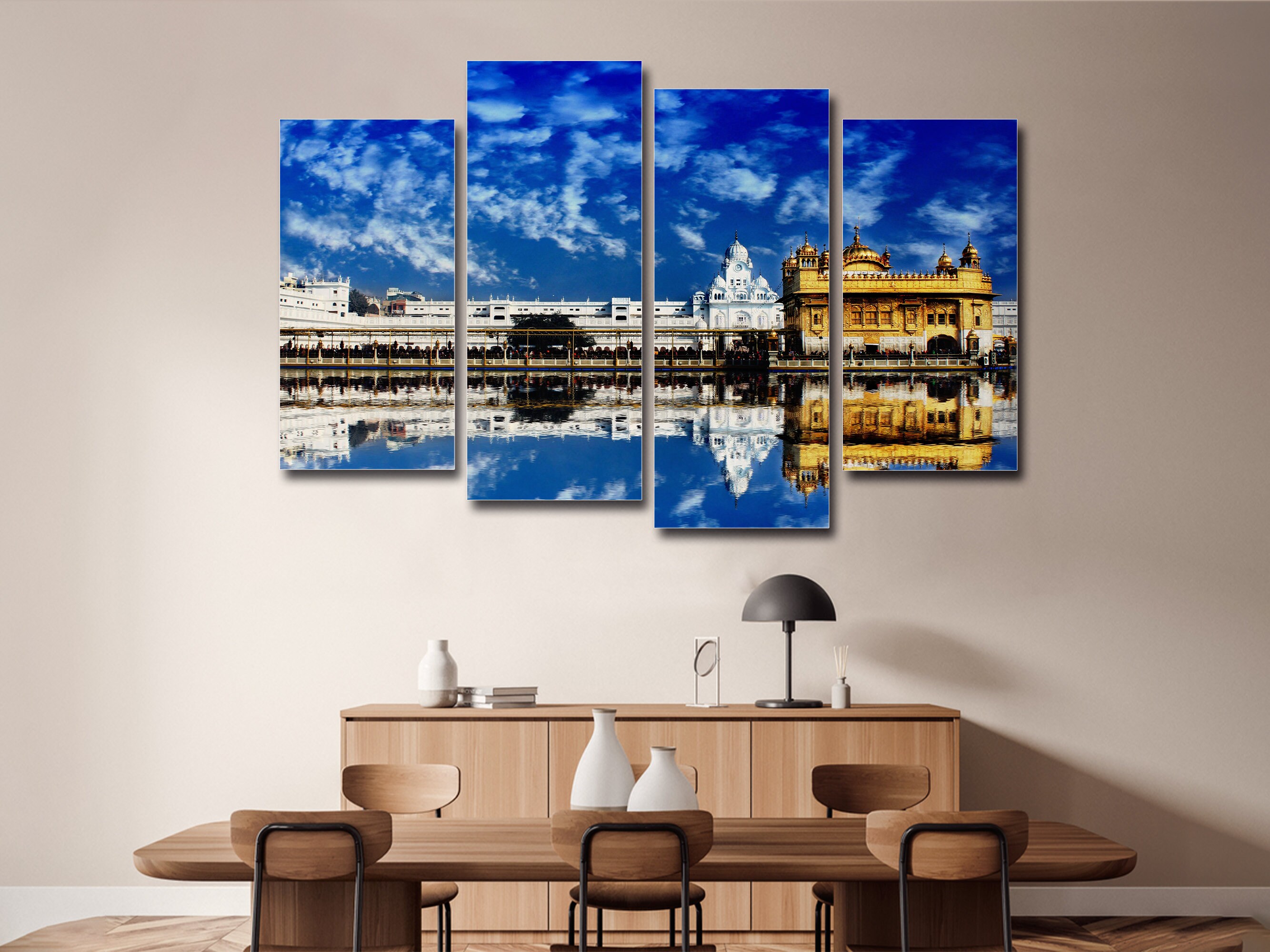 The Golden Temple Amritsar 4 Pieces Canvas Wall Art, Large Framed 4 ...