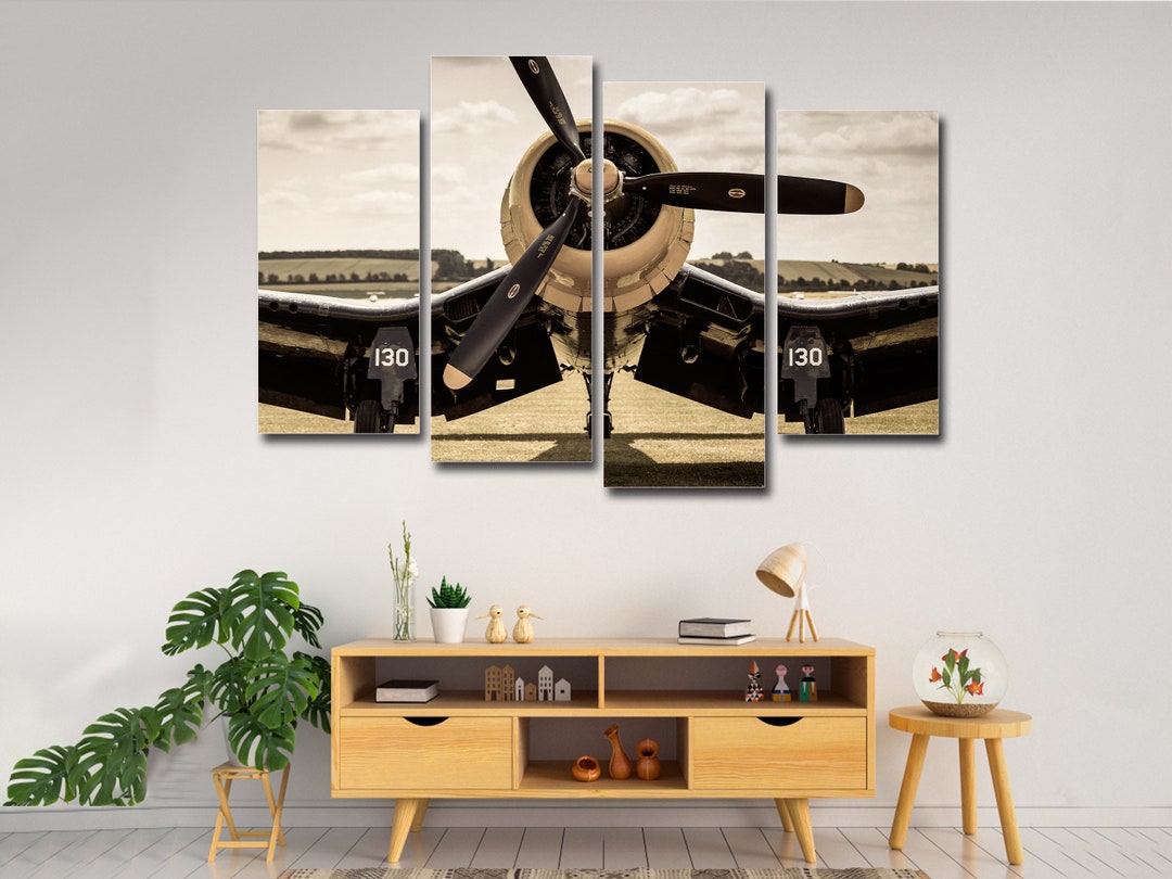 F4U Corsair Aircraft 4 Pieces Canvas Wall Art, Large Framed 4 Piece ...