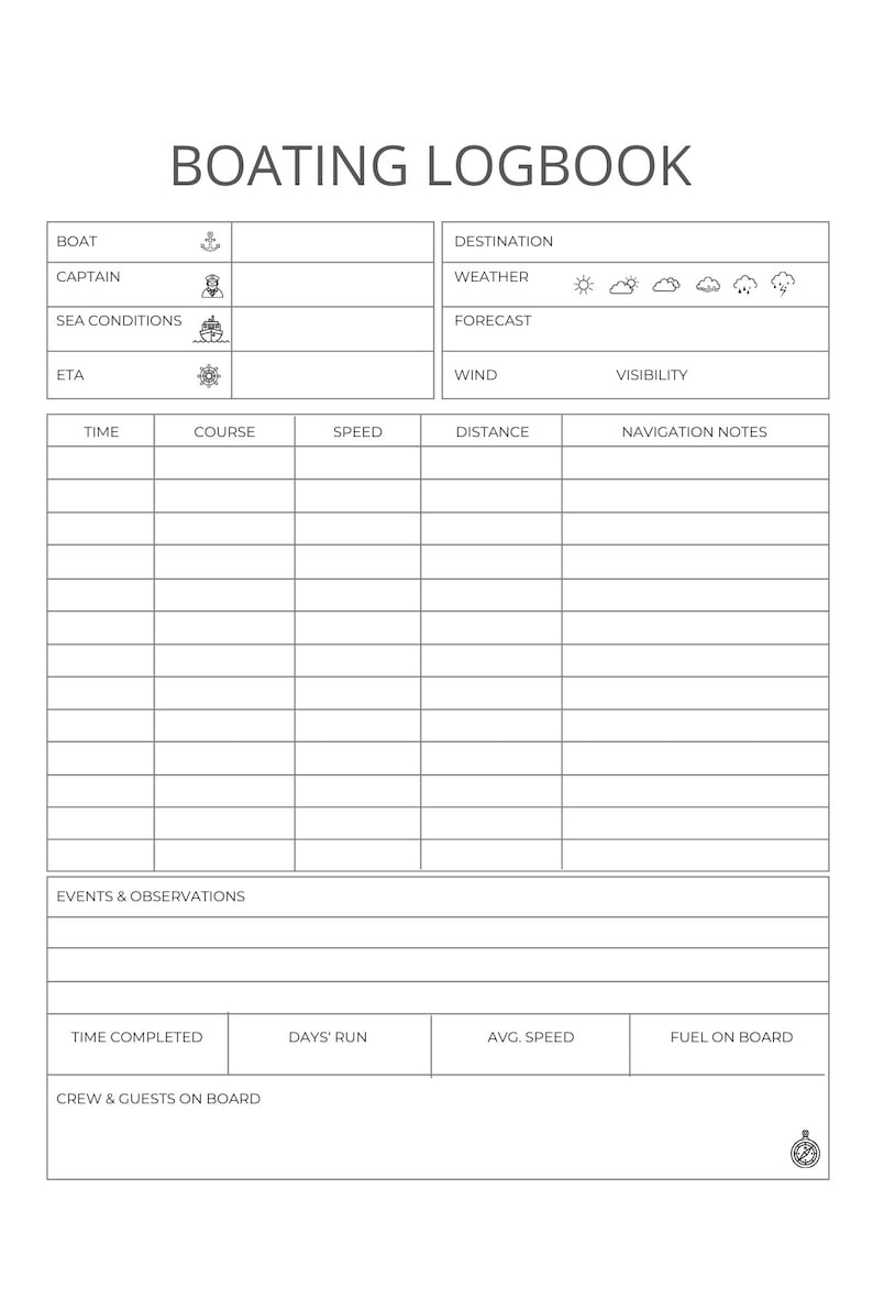 Captains Log Book / Ready to Print / Logbooks for Captains, Including ...