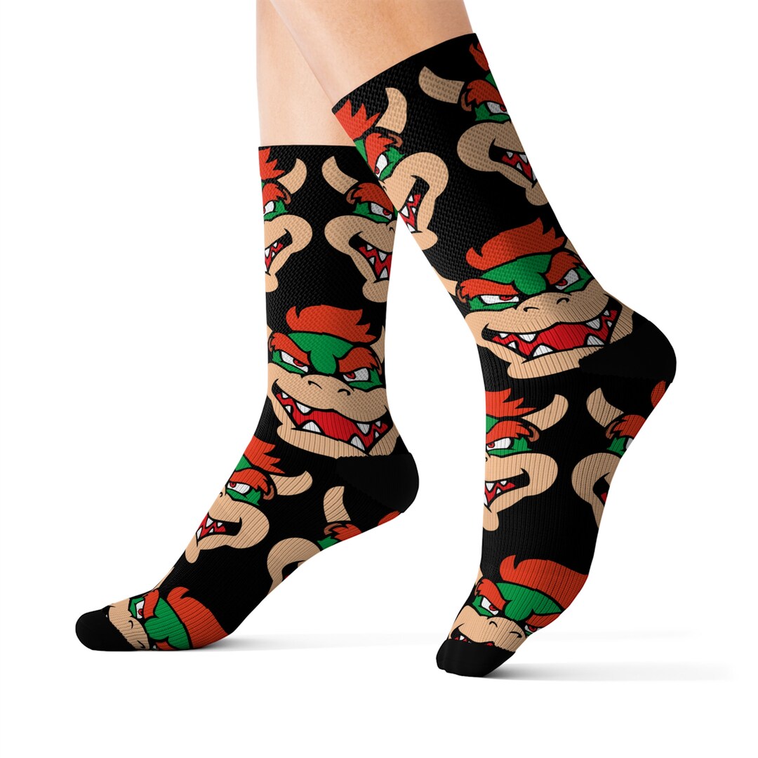 Bowser Socks / Nintendo Socks / Super Mario Bros Socks / Cushioned Crew ...