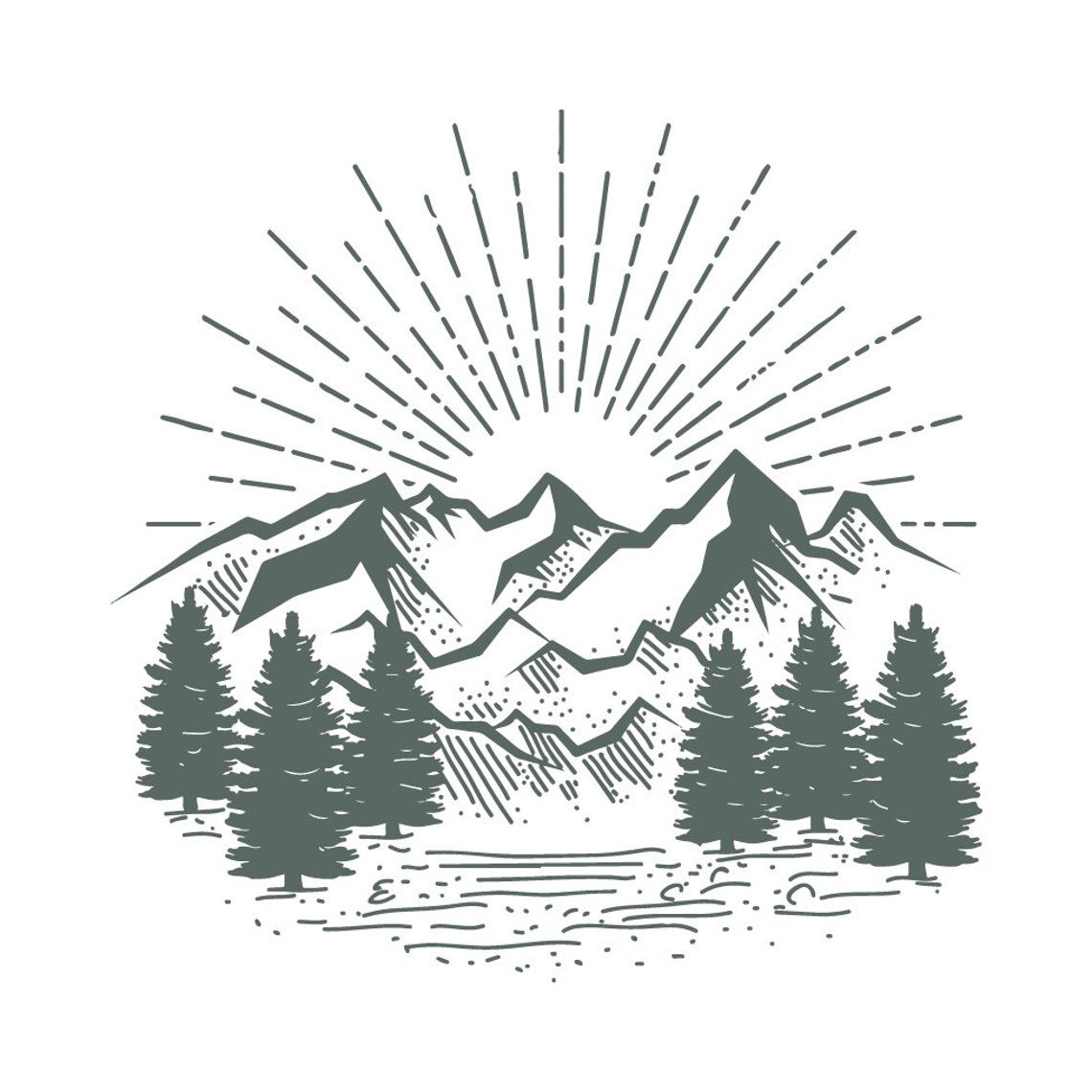 Mountain Range W/ Trees / Mountain Range SVG / Instant Download / Svg ...