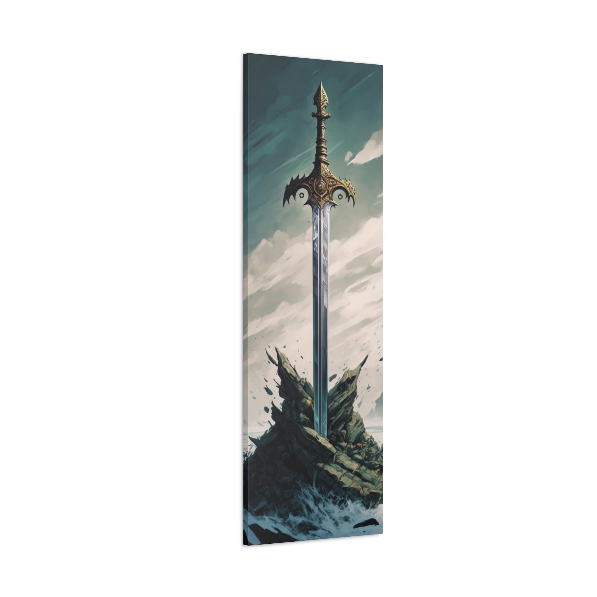 Fantasy Sword Art / Sword in Stone / Waves Crashing Against It / Anime ...