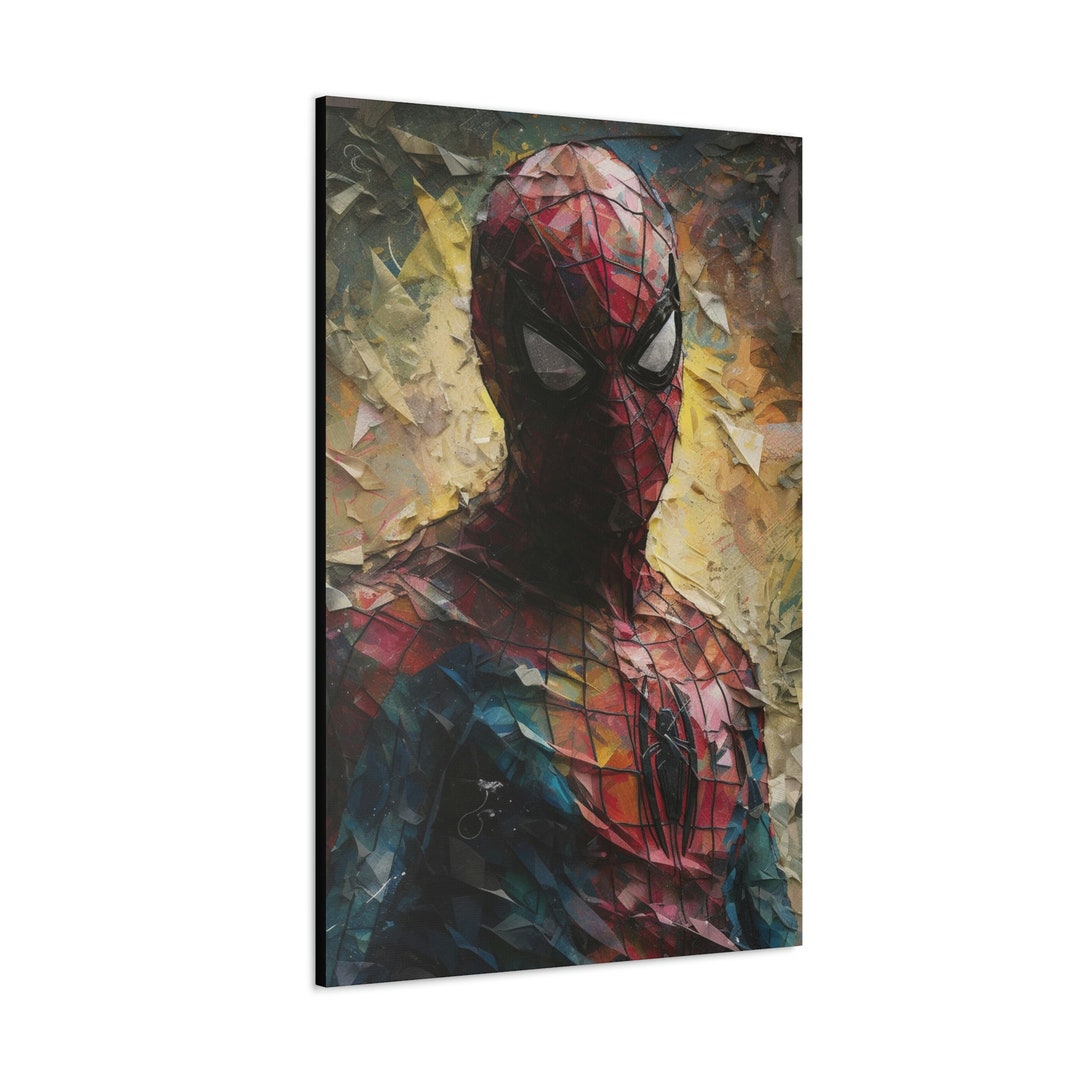 A Torn, Crumpled Paper Colorful Image of Spider Man, Ethereal Wall Art ...