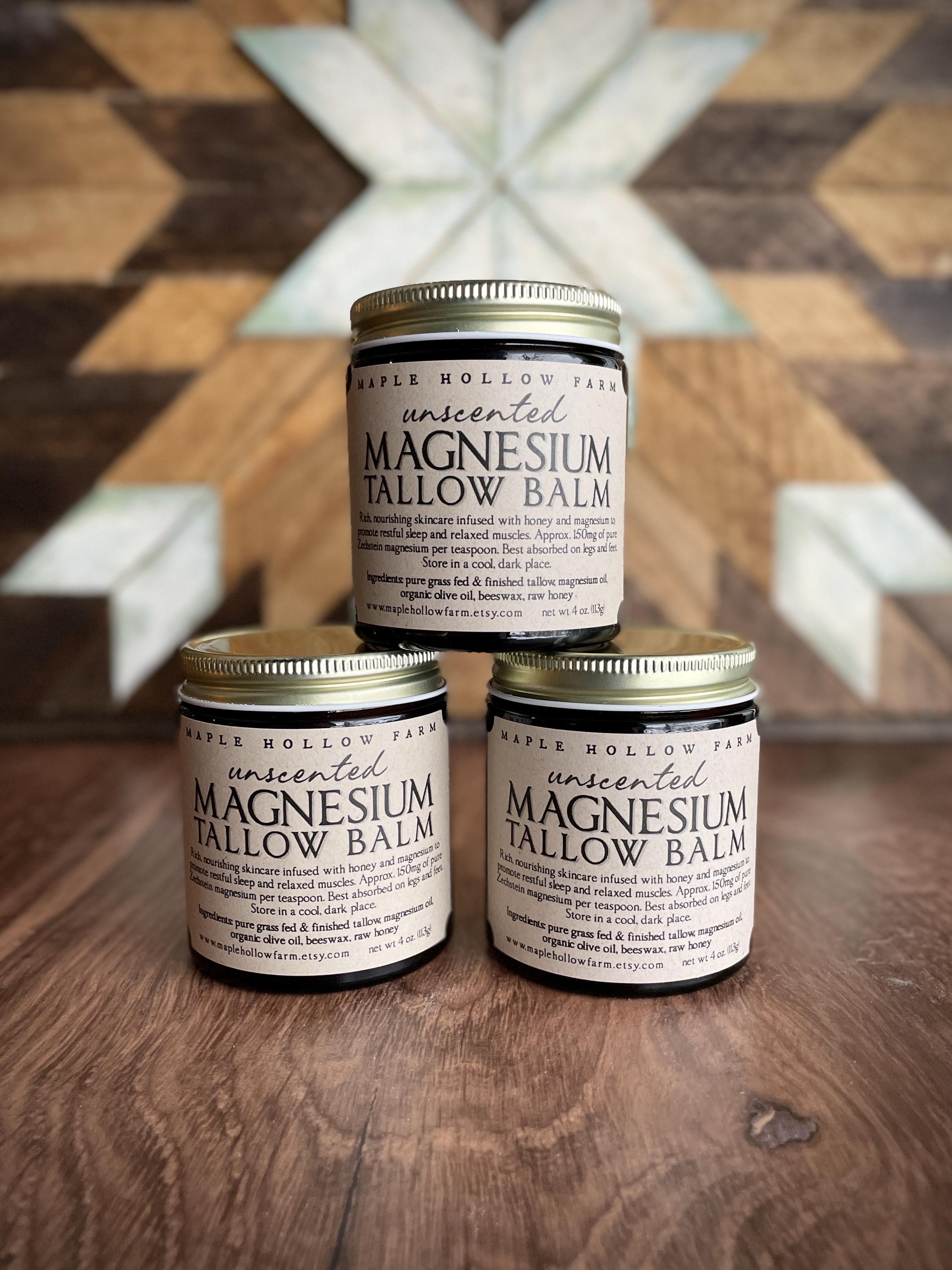 Unscented Magnesium Tallow Honey Balm | Fragrance Free | Sensitive Skin ...