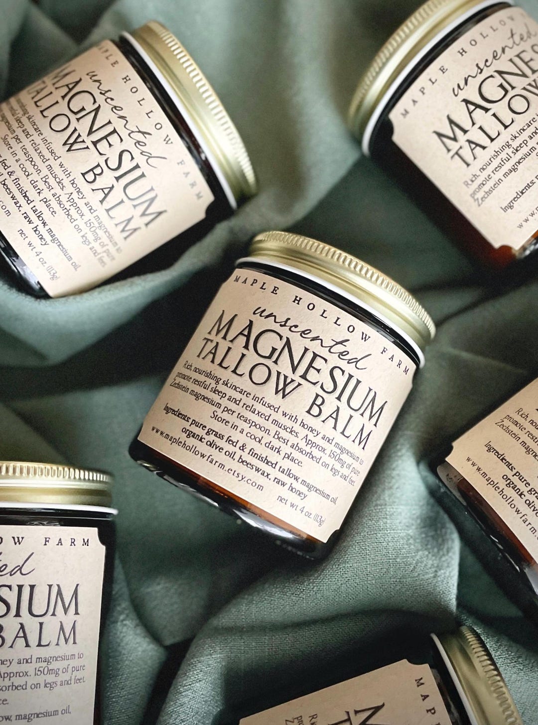 Unscented Magnesium Tallow Honey Balm | Fragrance Free | Sensitive Skin ...