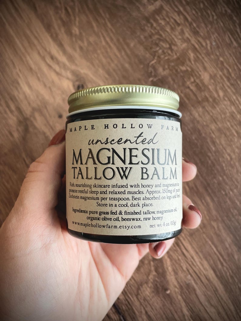 Unscented Magnesium Tallow Honey Balm | Fragrance Free | Sensitive Skin ...