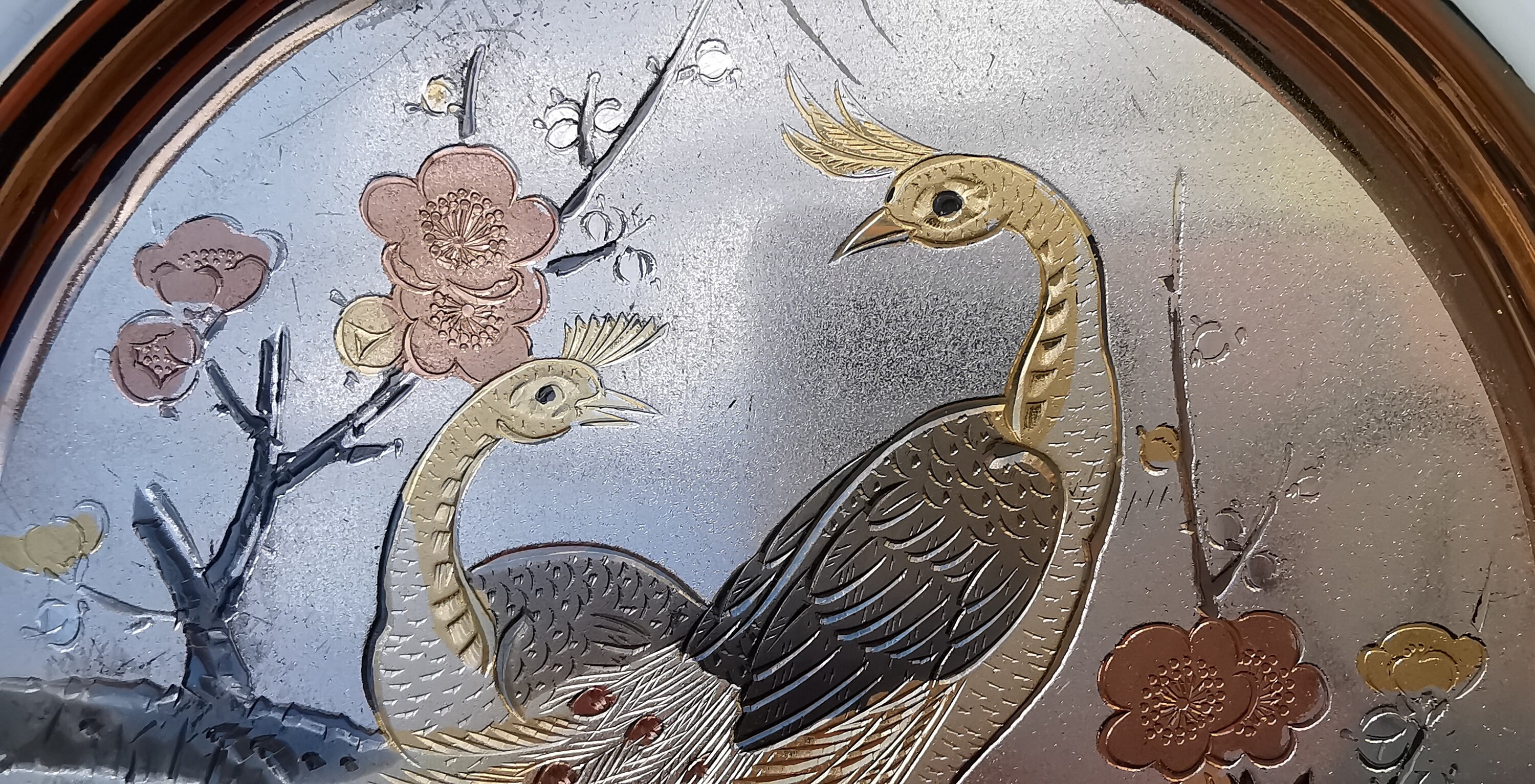 Japanese Art of Chokin Plate, 24K Gold. Original Engraved Art Showing ...