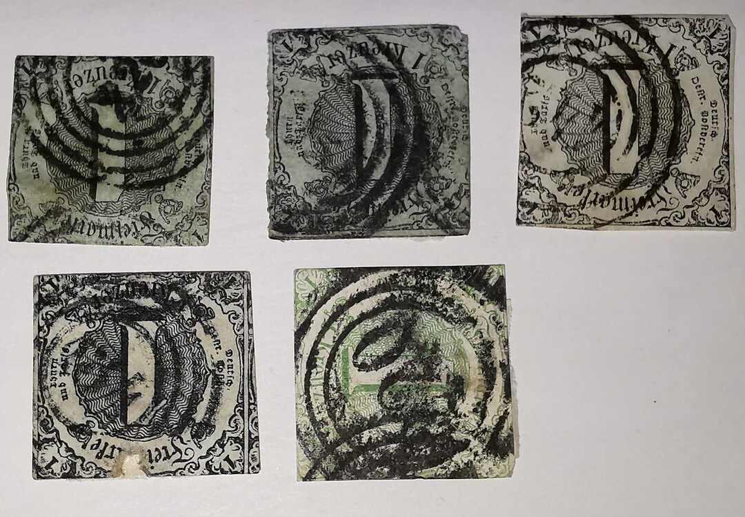 Antique Thurn and Taxis German Postage Stamps X 5 From 1852 to 1858 ...