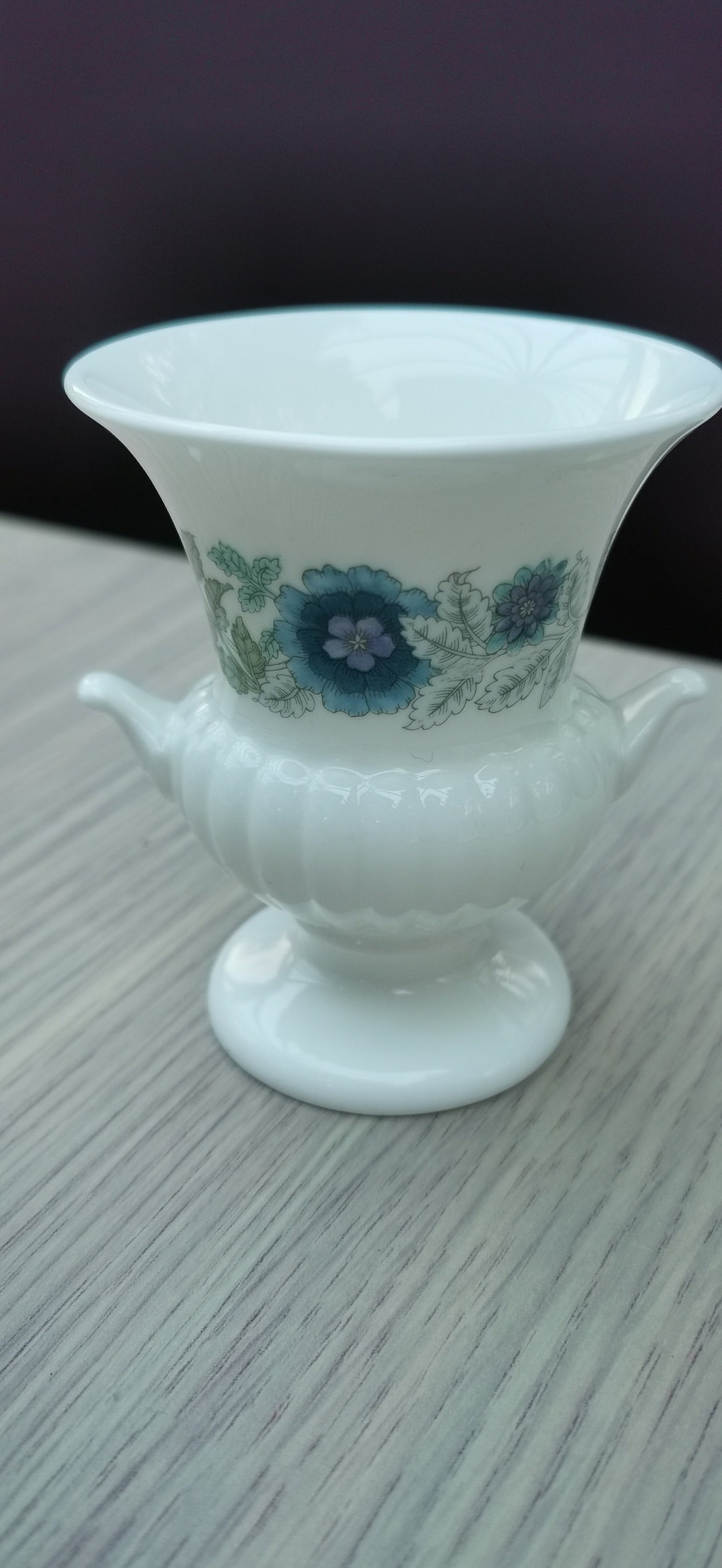 Wedgwood Clementine Bone China Small Urn Vase Blue Flowers Made in ...