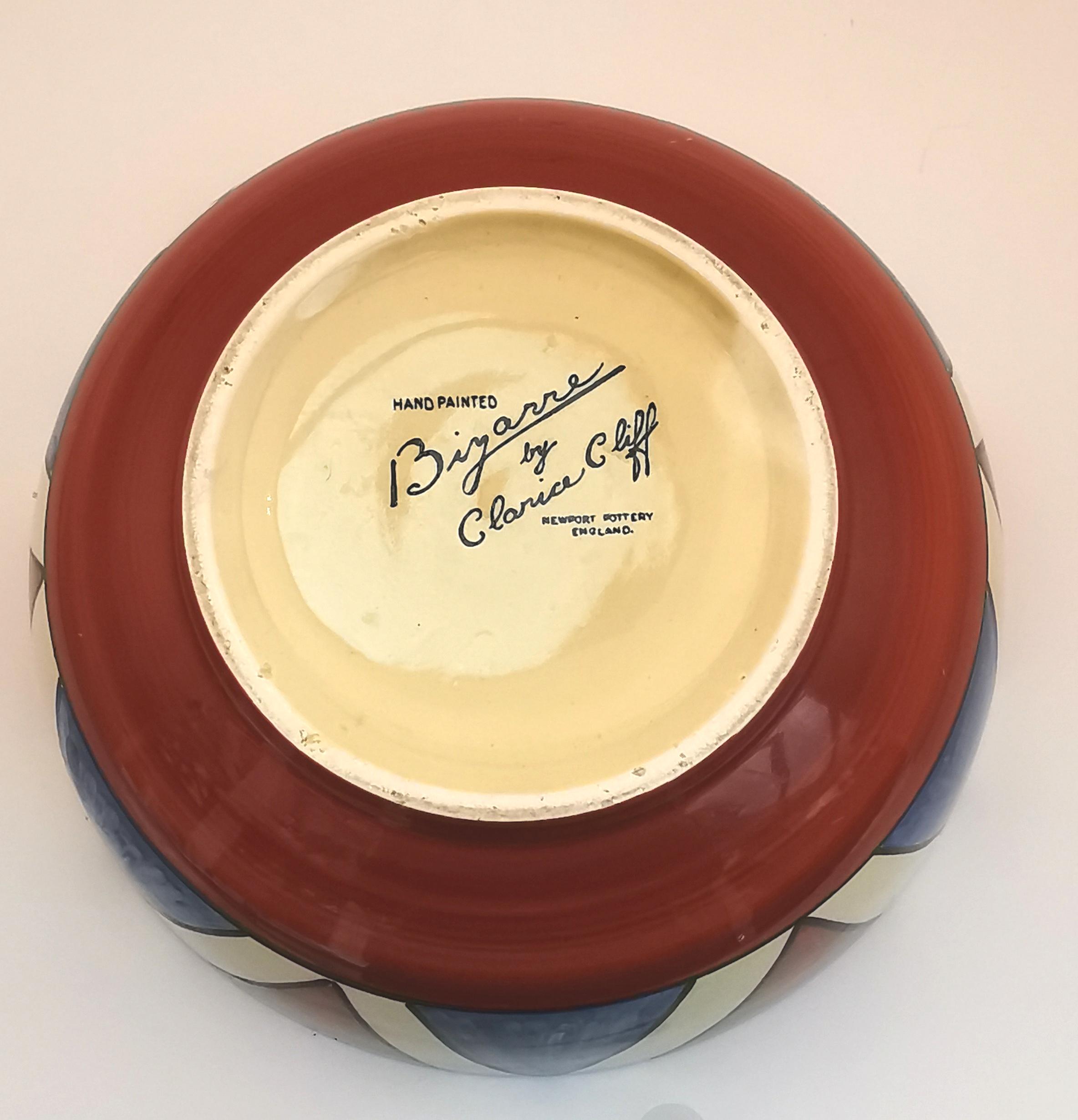 Clarice Cliff Circa 1930 Original Bizarre Newport Pottery, Bowl Approx ...
