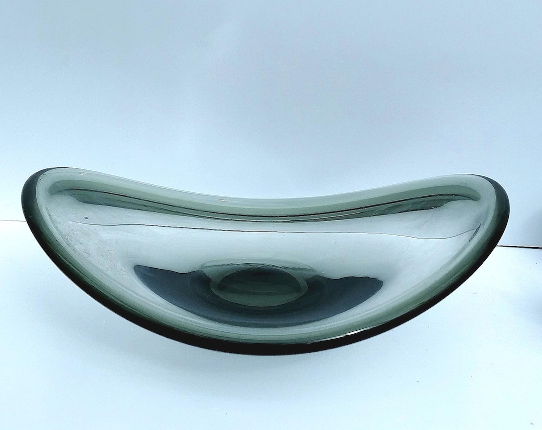 PER LUTKEN Green Danish Art Glass Bowl HOLMEGAARD 1968. Signed and ...