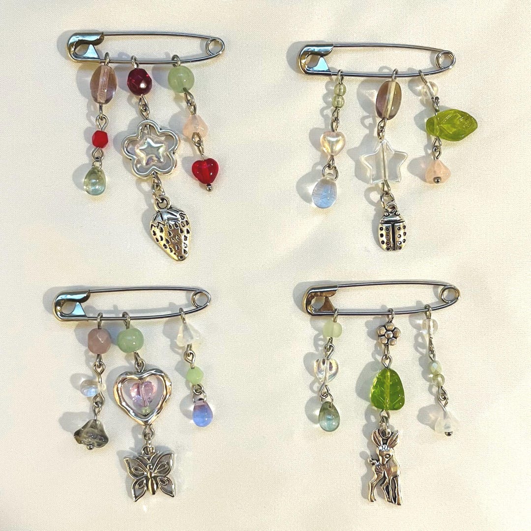 Cottagecore Saftey Pin Charms - Etsy