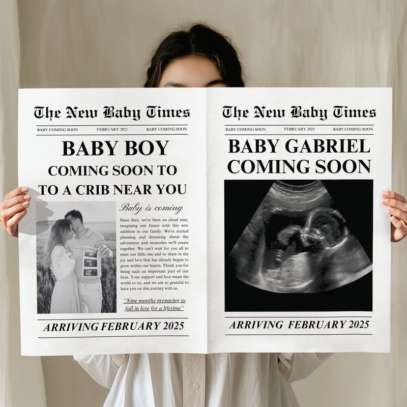 Newspaper Baby Announcement - Etsy