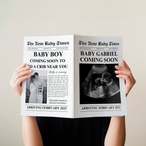 Baby Announcement Newspaper Template, Pregnancy Reveal Newspaper ...