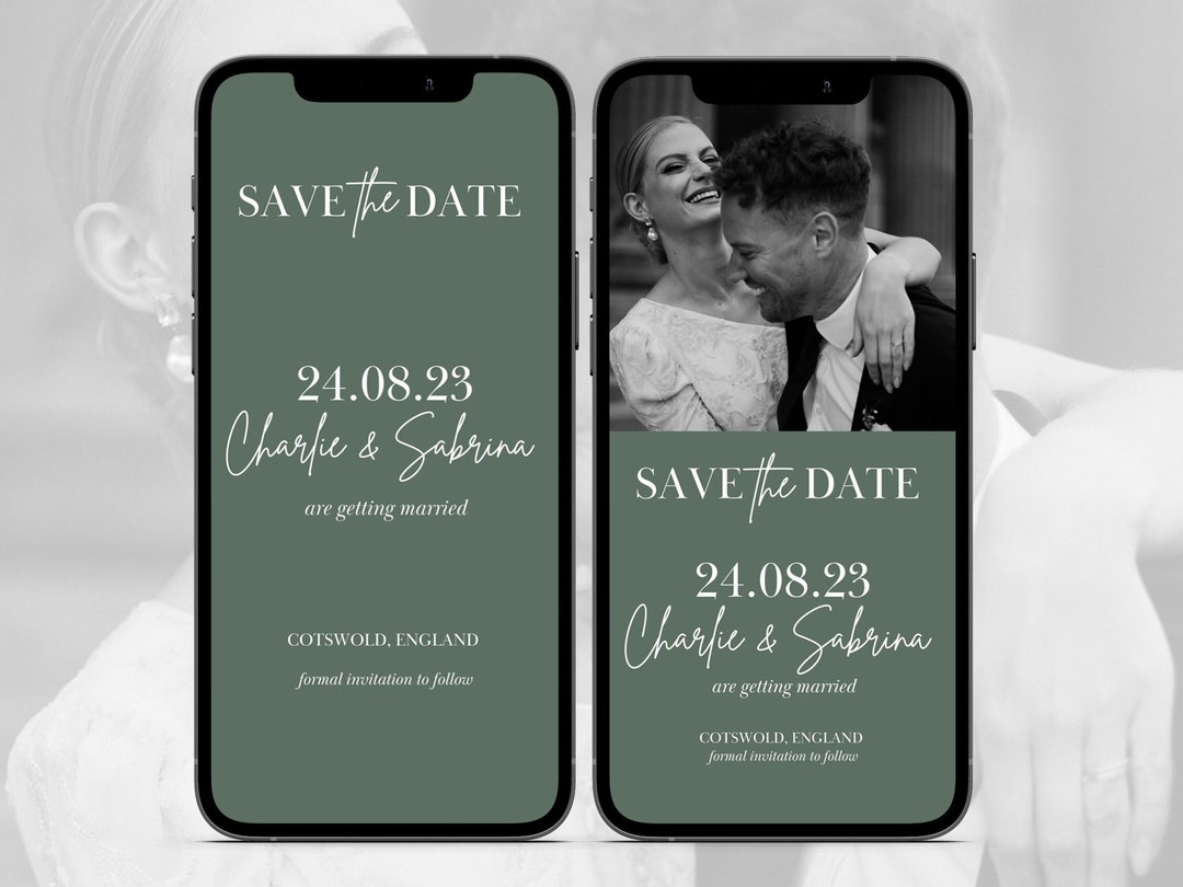 Sage Save the Date E-invite Template Bundle, Digital Invite, Electronic Save the Date ...