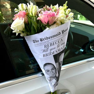 Bridesmaid Flower Wrap Newspaper Proposal Bouquet, Bridesmaid Bouquet ...