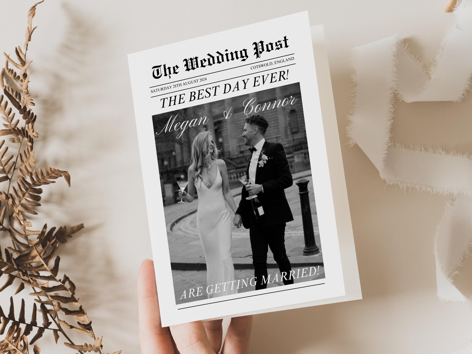 Folded Canva Wedding Ceremony Newspaper Program Template, Wedding Post ...